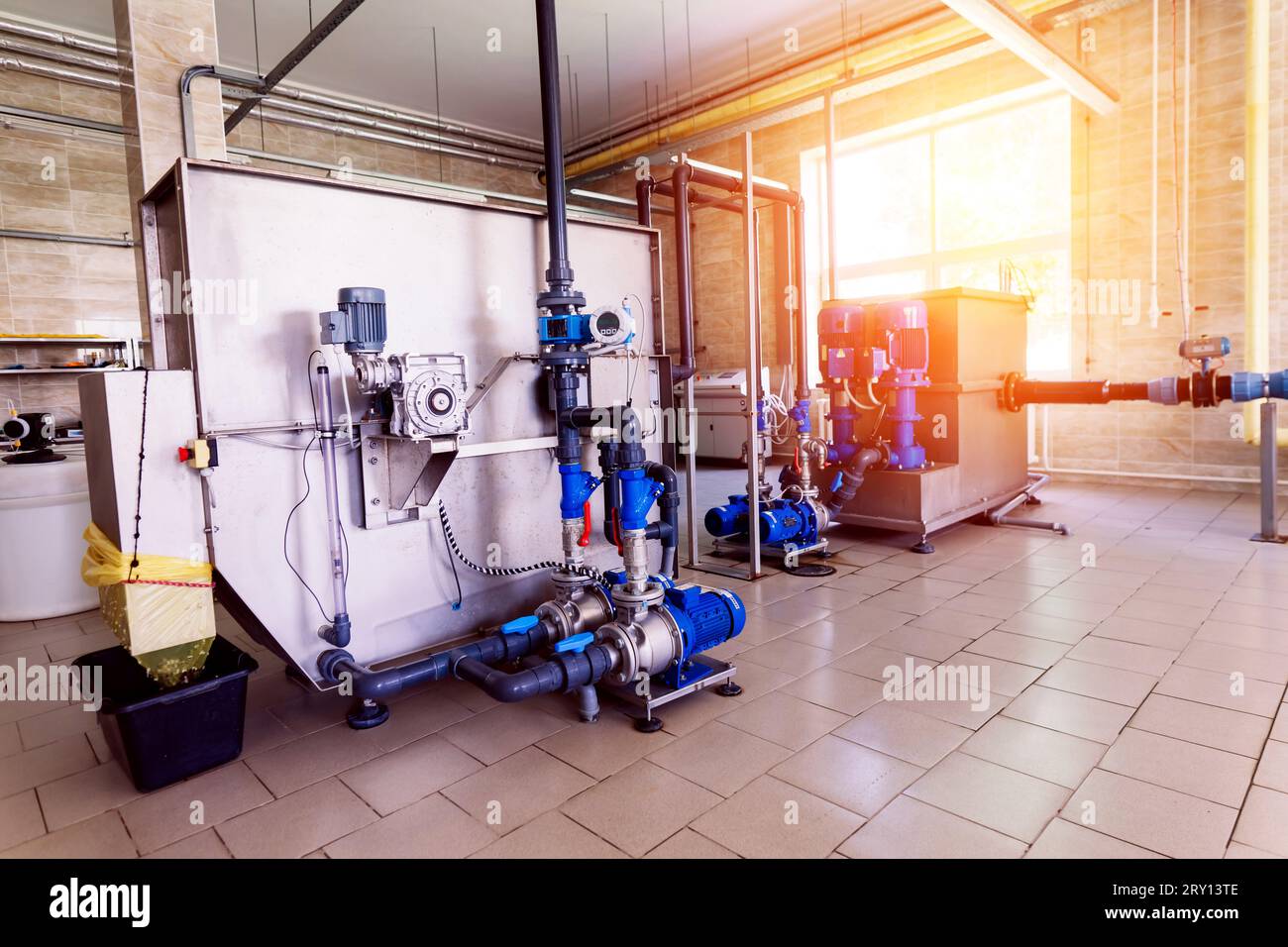 New boiler station, boiler room, engine room. Technical equipment Stock ...