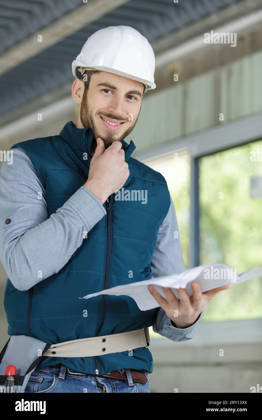 Portrait man builder drawing hi-res stock photography and images - Alamy