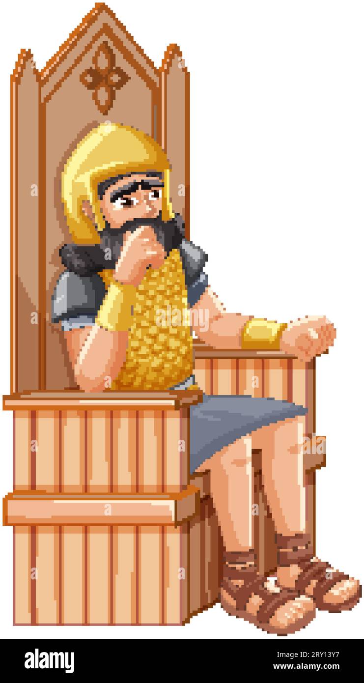 Illustration of a regal king sitting on a majestic throne Stock Vector ...
