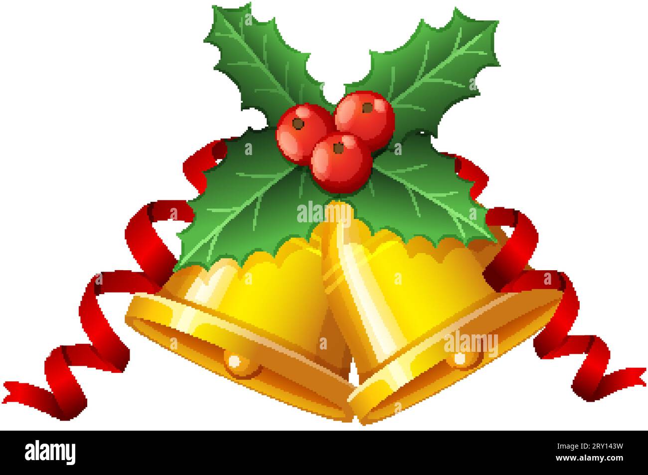 Vector cartoon illustration of a Christmas bell with holly ornaments ...