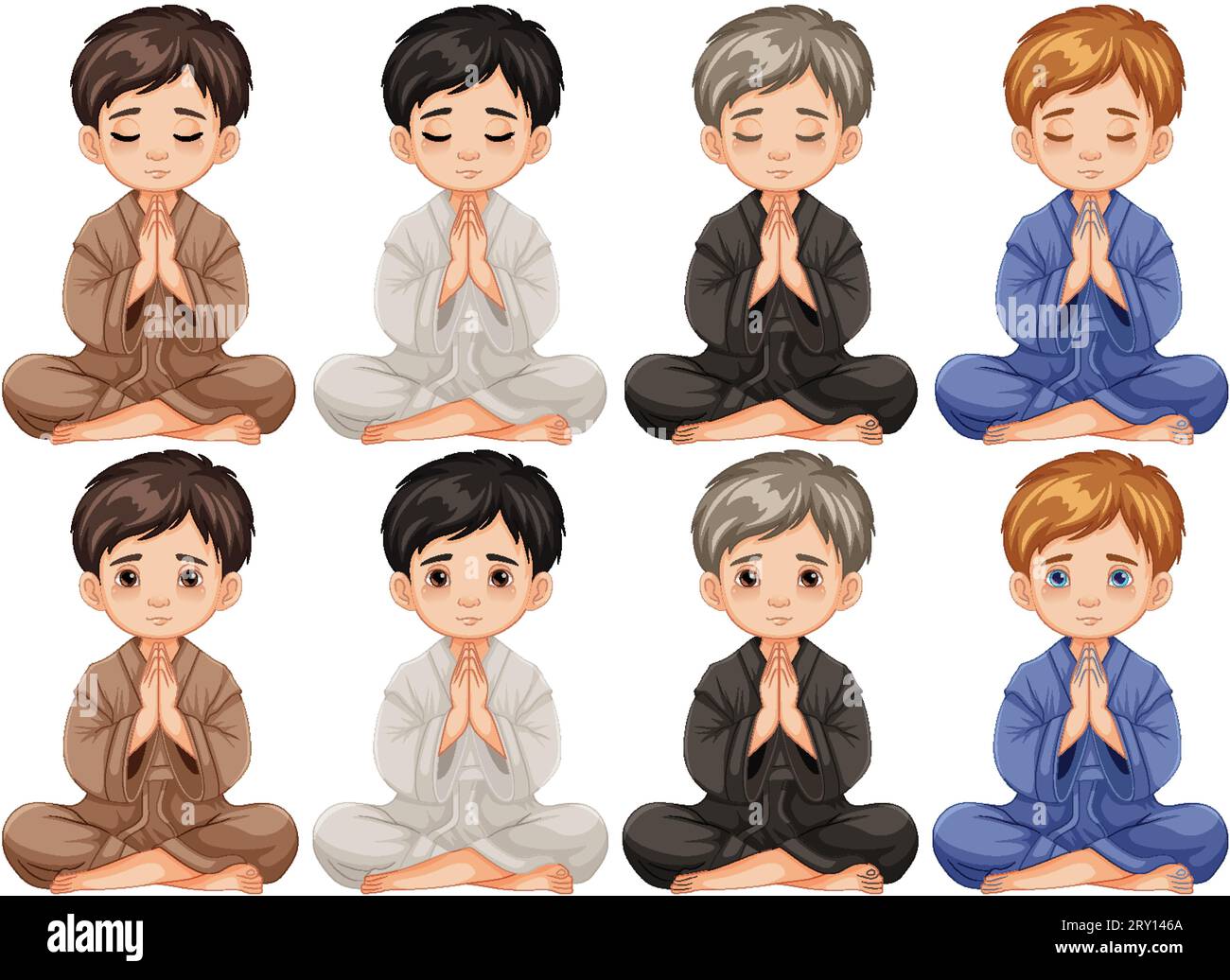 Vector cartoon illustration of boys sitting inside a clamshell, engaged ...