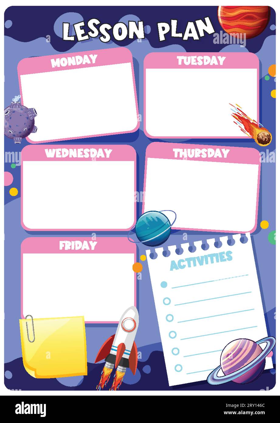 Fun and educational lesson plan with adorable outer space theme Stock ...