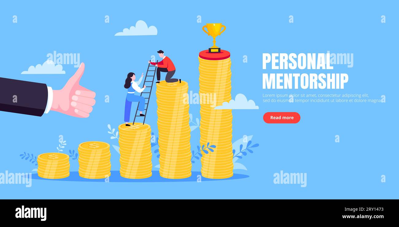 Business mentor helps improve career and money stacks growing. He holds ...