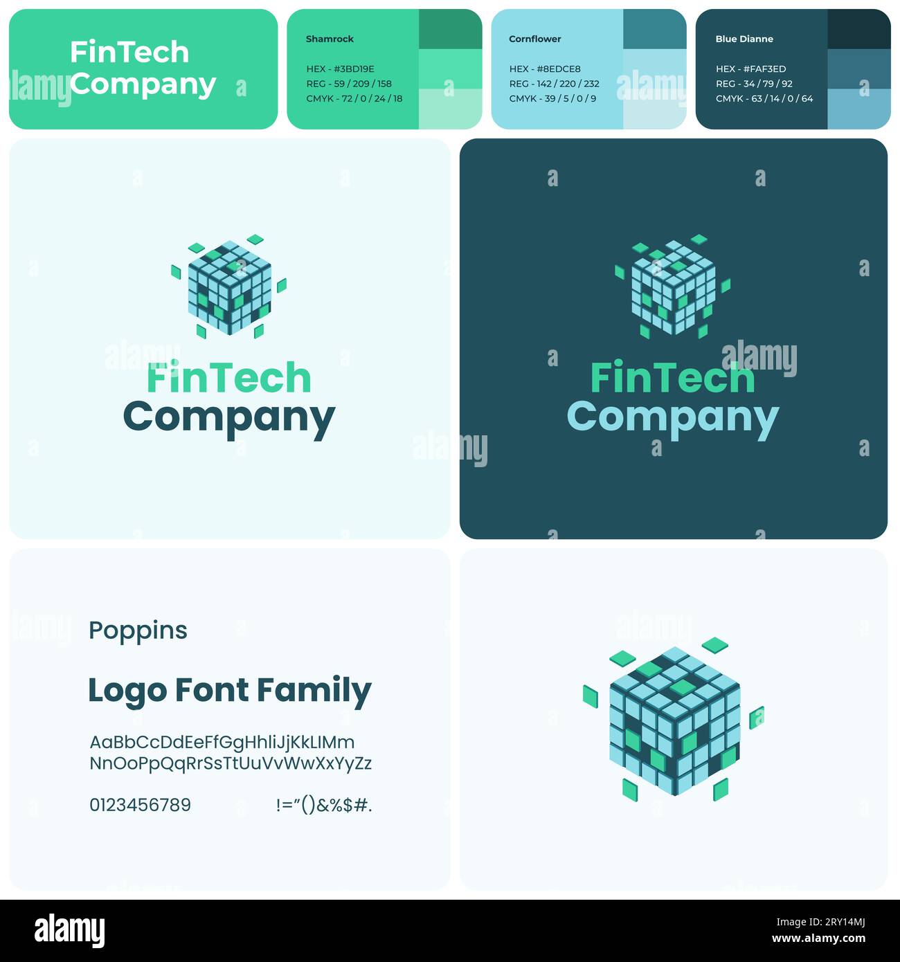 Fintech company branding template with rubik cube logo Stock Vector ... Fintech company branding template with rubik cube logo Stock Vector ...
