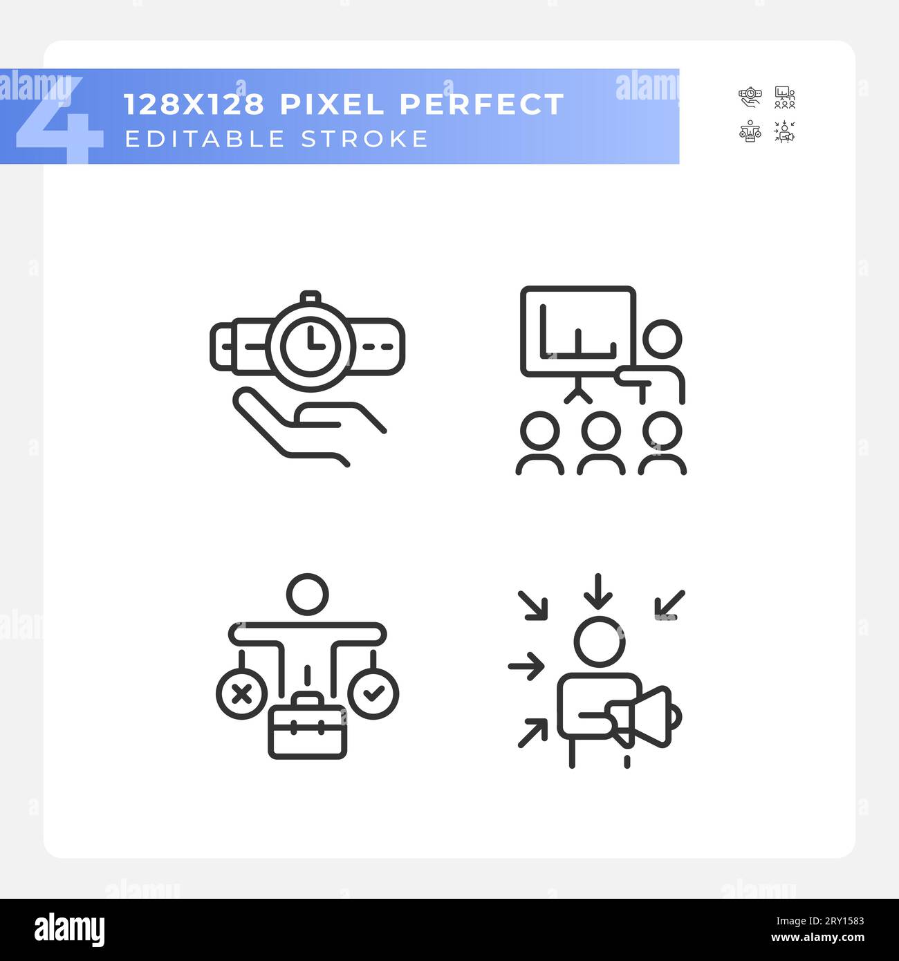 Pixel perfect black soft skills linear icons set Stock Vector Image & Art - Alamy