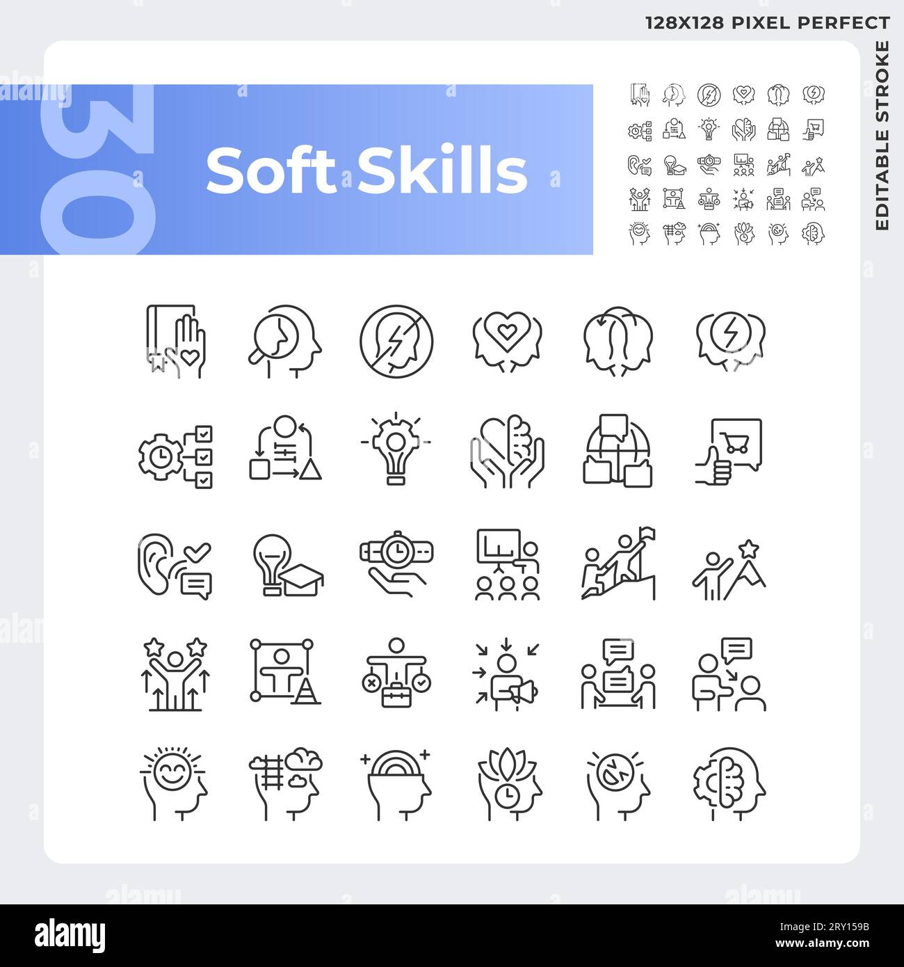 Customizable pixel perfect black soft skills icons set Stock Vector Image & Art - Alamy