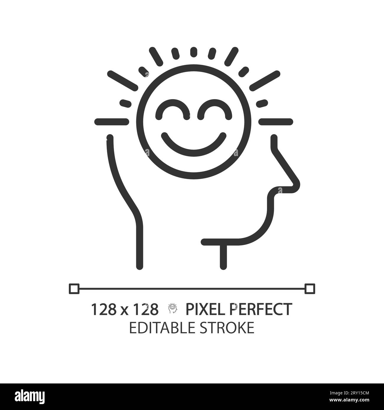 2D customizable thin linear black positive thinking icon Stock Vector ...