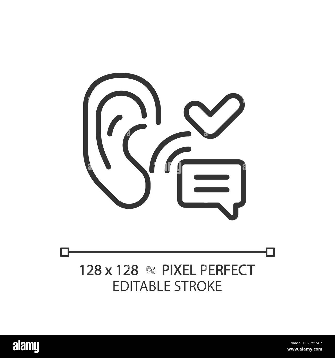 2D customizable thin linear black active listening icon Stock Vector ...