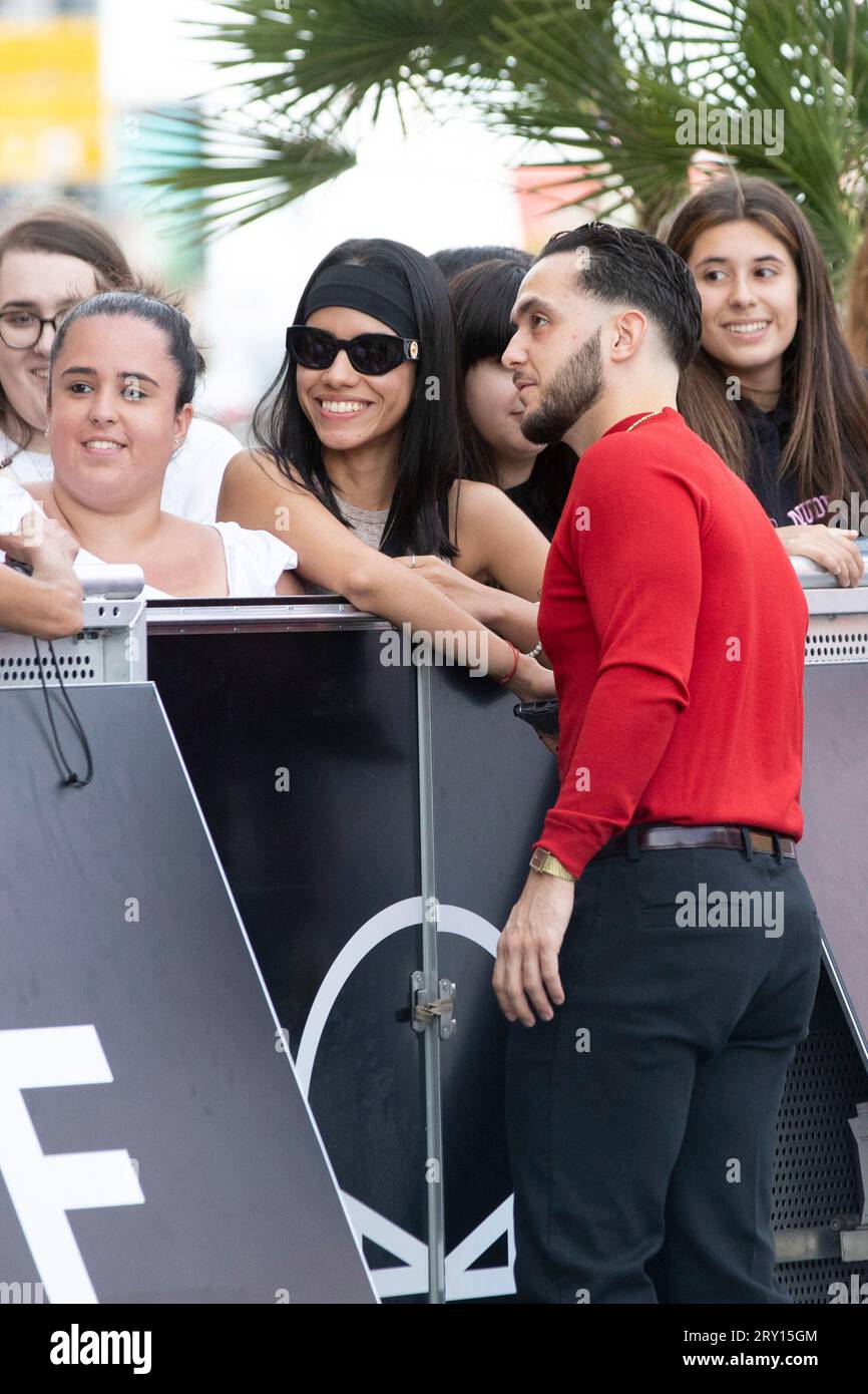 Anton Alvarez aka C Tangana arrives at Maria Cristina Hotel during the ...