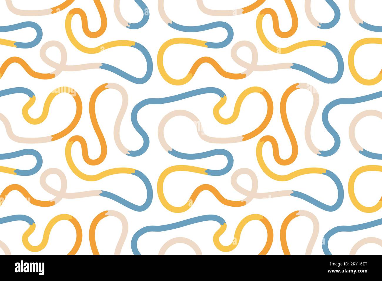 Seamless pattern of cute squiggle printt, scribble spiral and wavy ...