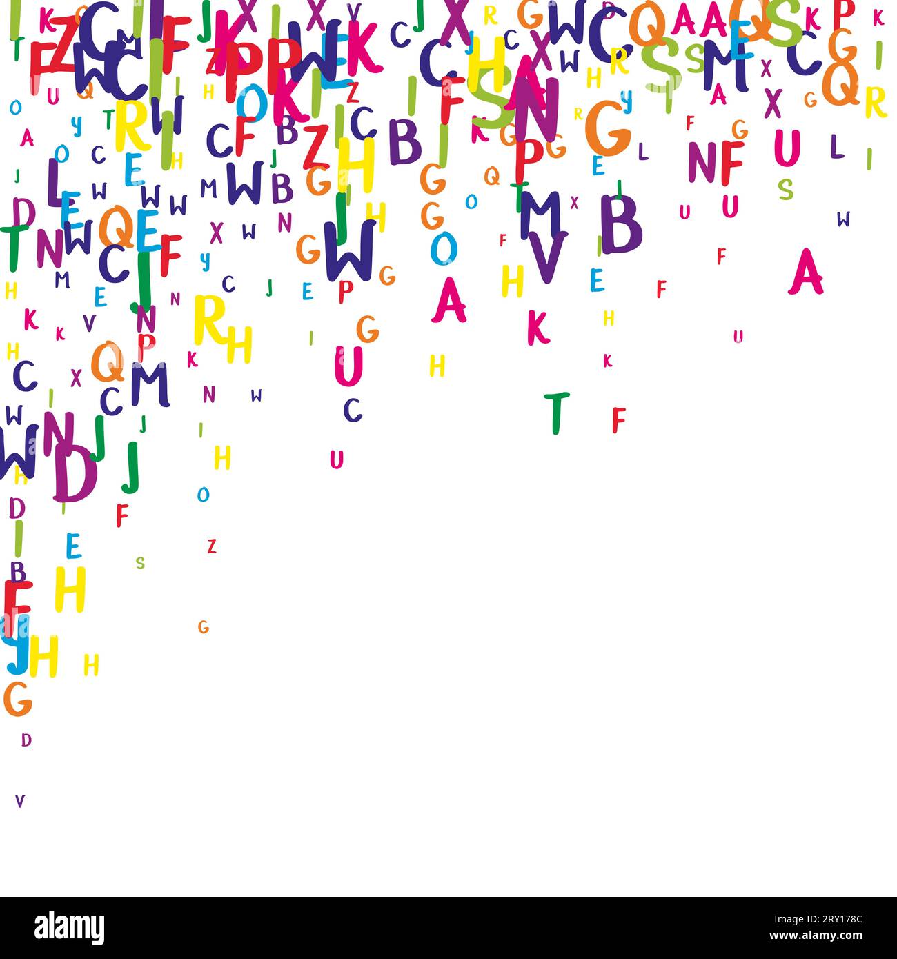 Concept of school background. Colorful childish falling letters of ...