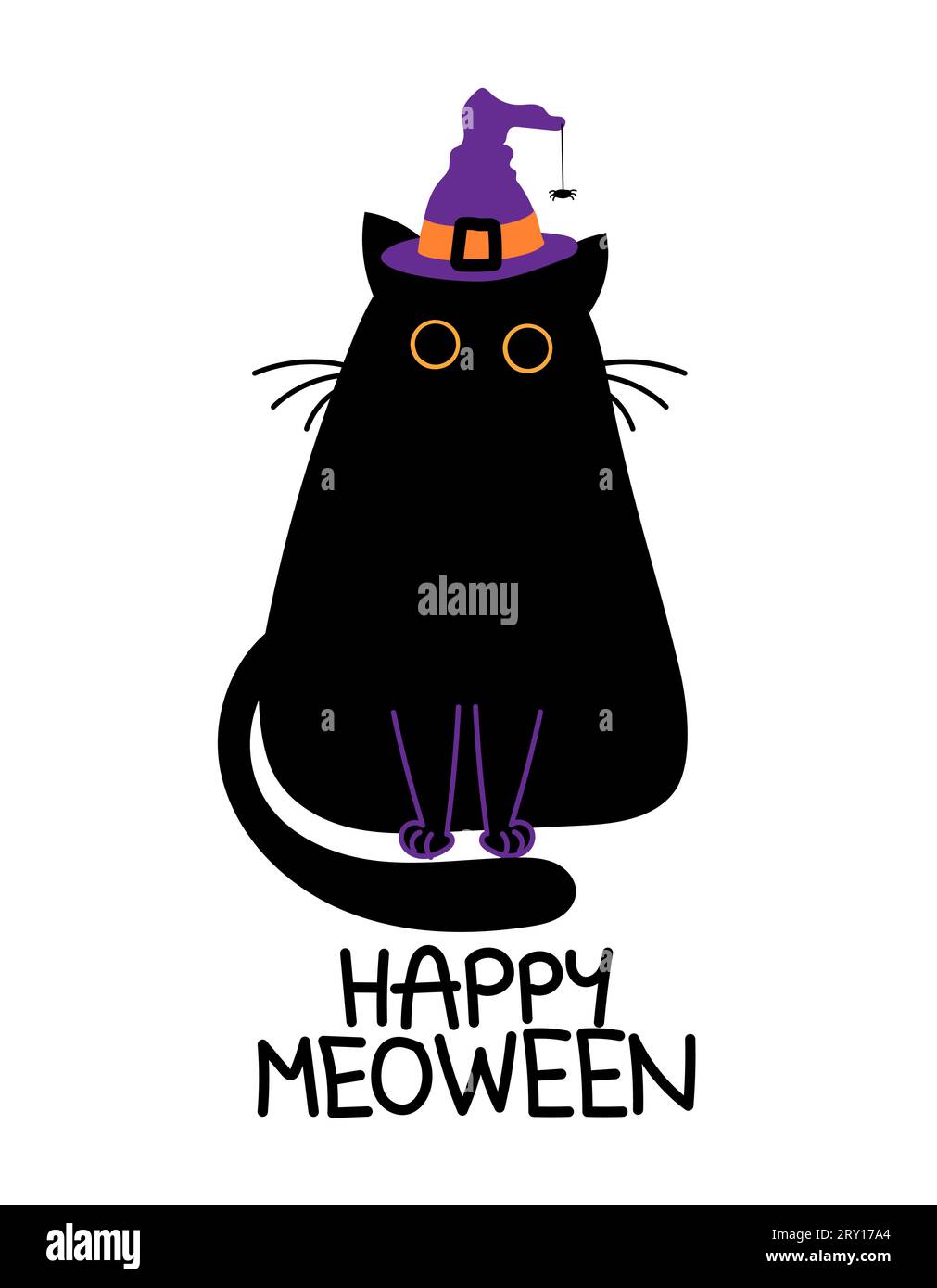 Happy Meoween (Happy Halloween) - funny quote design with cute vampire ...