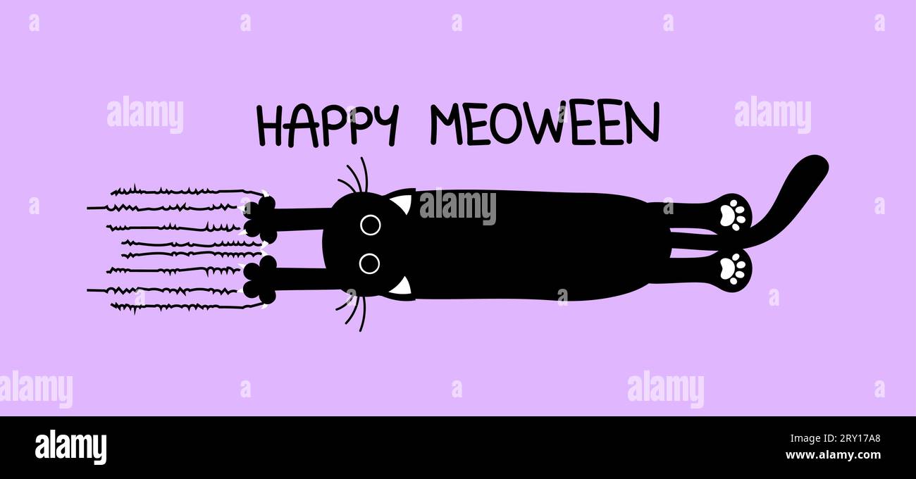 Happy Meoween (Happy Halloween) - funny quote design with cute vampire ...