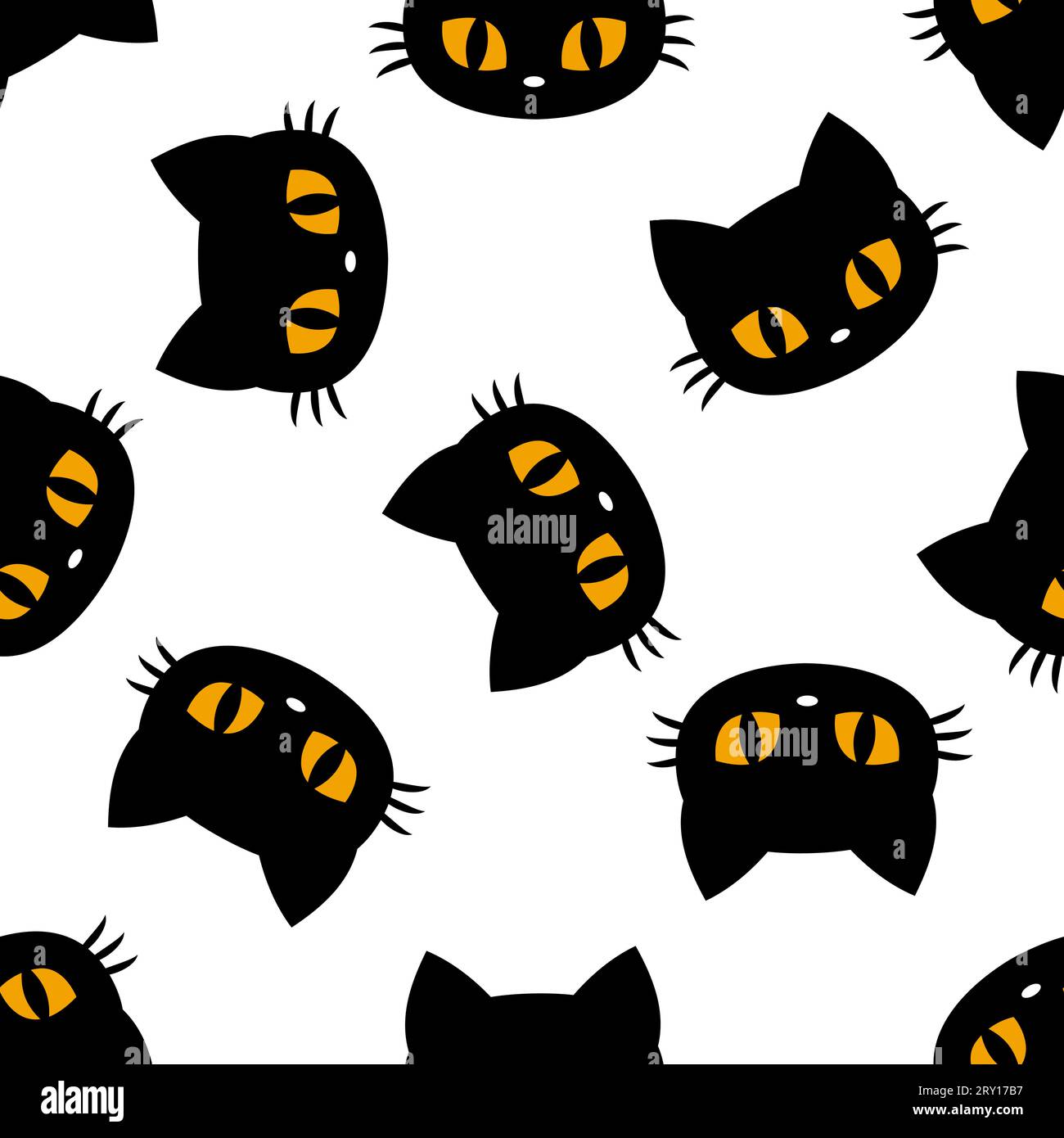 Cute cat face pattern - funny vector drawing seamless pattern ...
