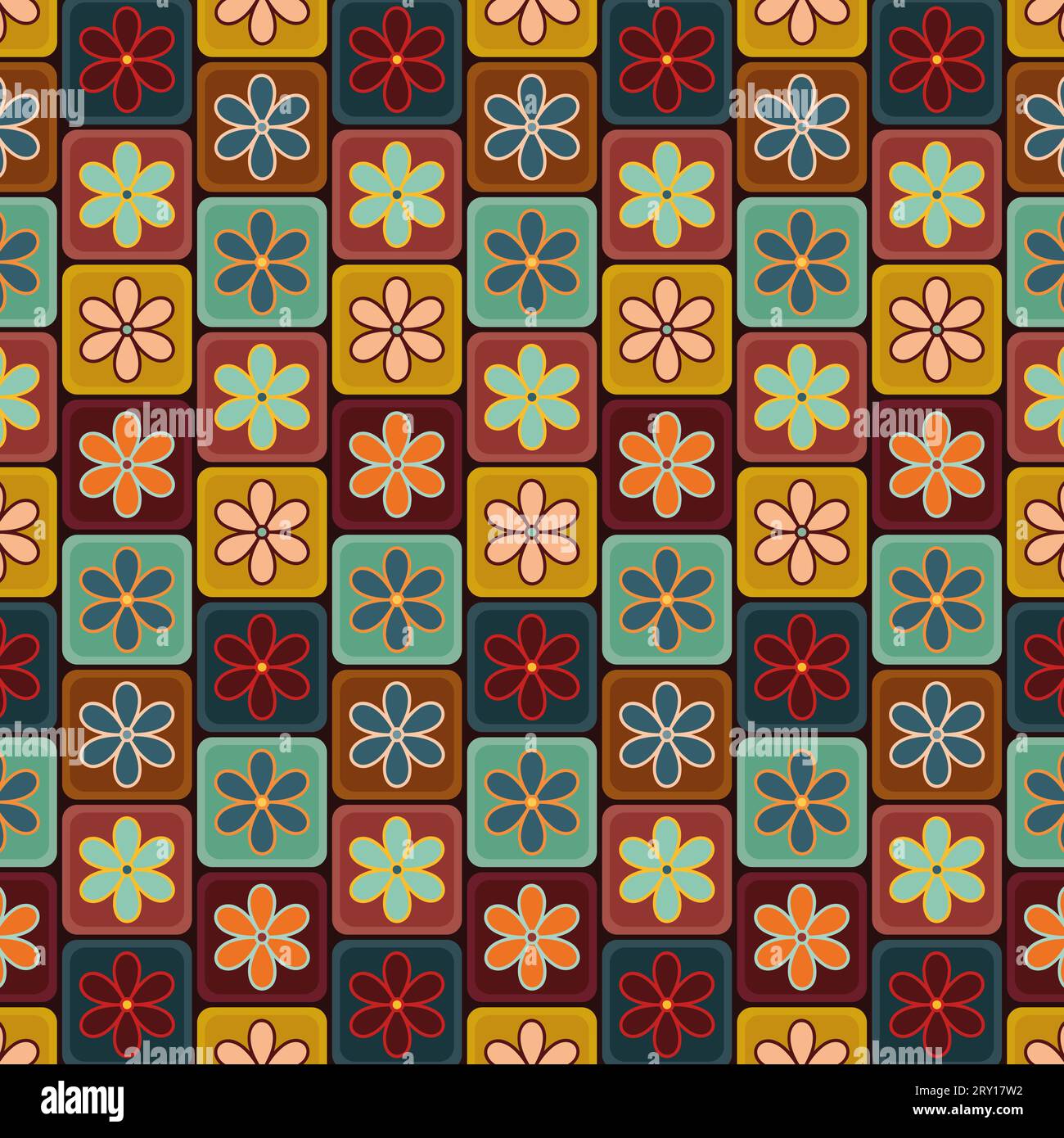 Floral 70s wallpaper background hi-res stock photography and images - Alamy