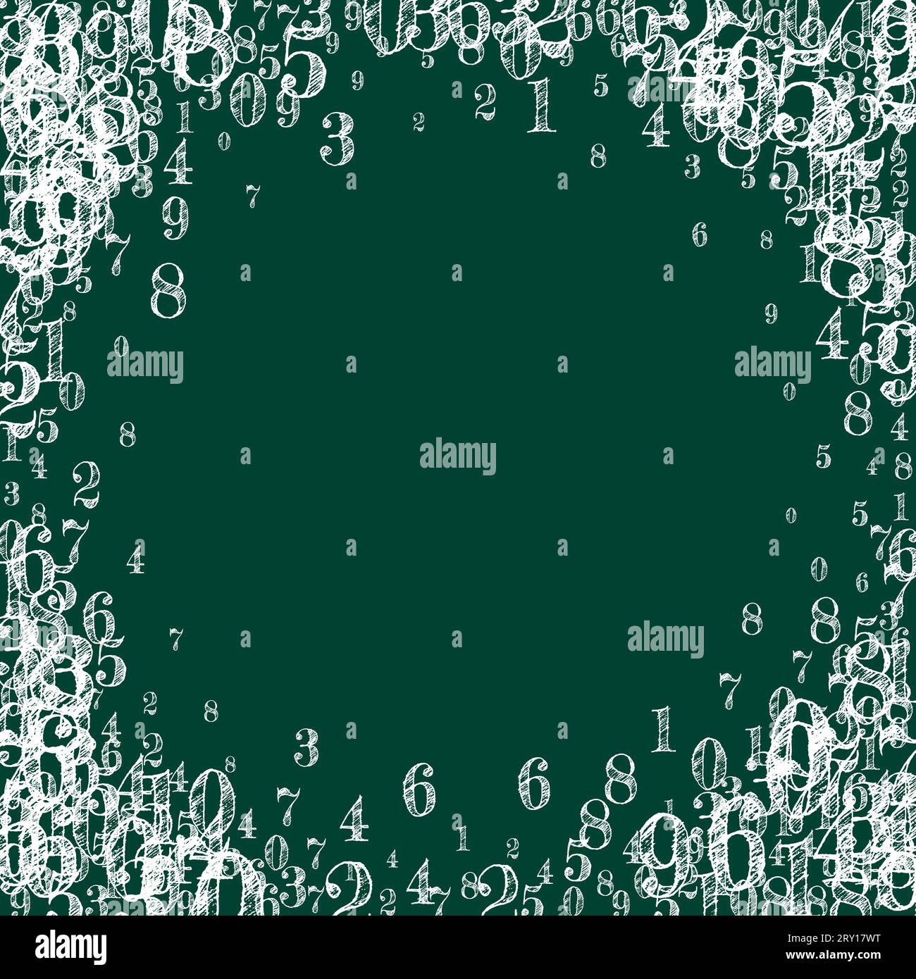 Concept of school background. White chalk numbers and digits falling ...