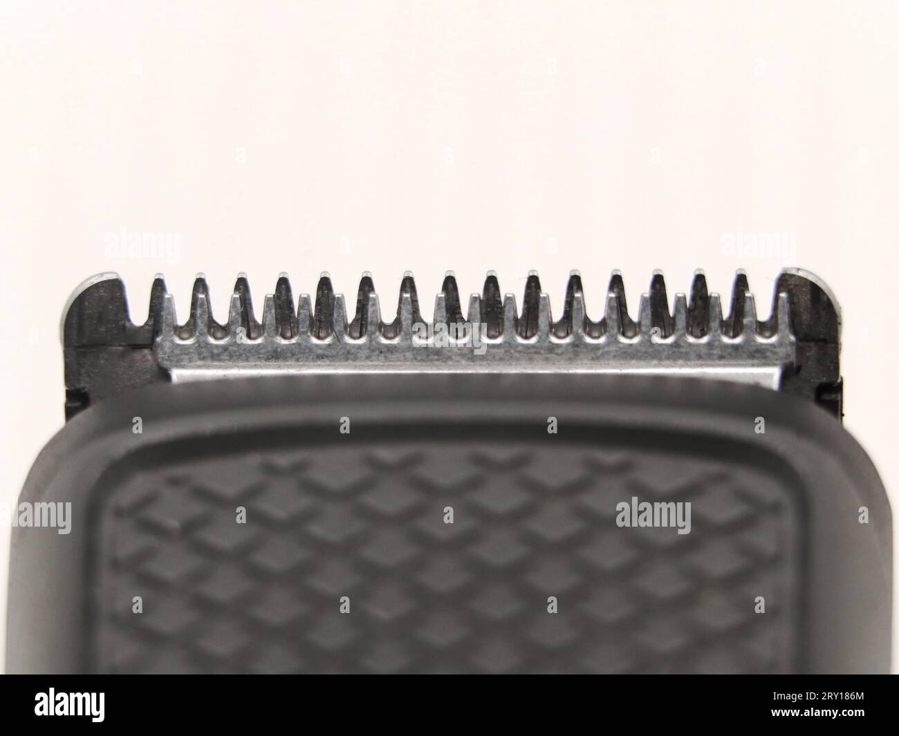 closeup macro shot of the razor teeth of hair clipper or trimmer blade ...