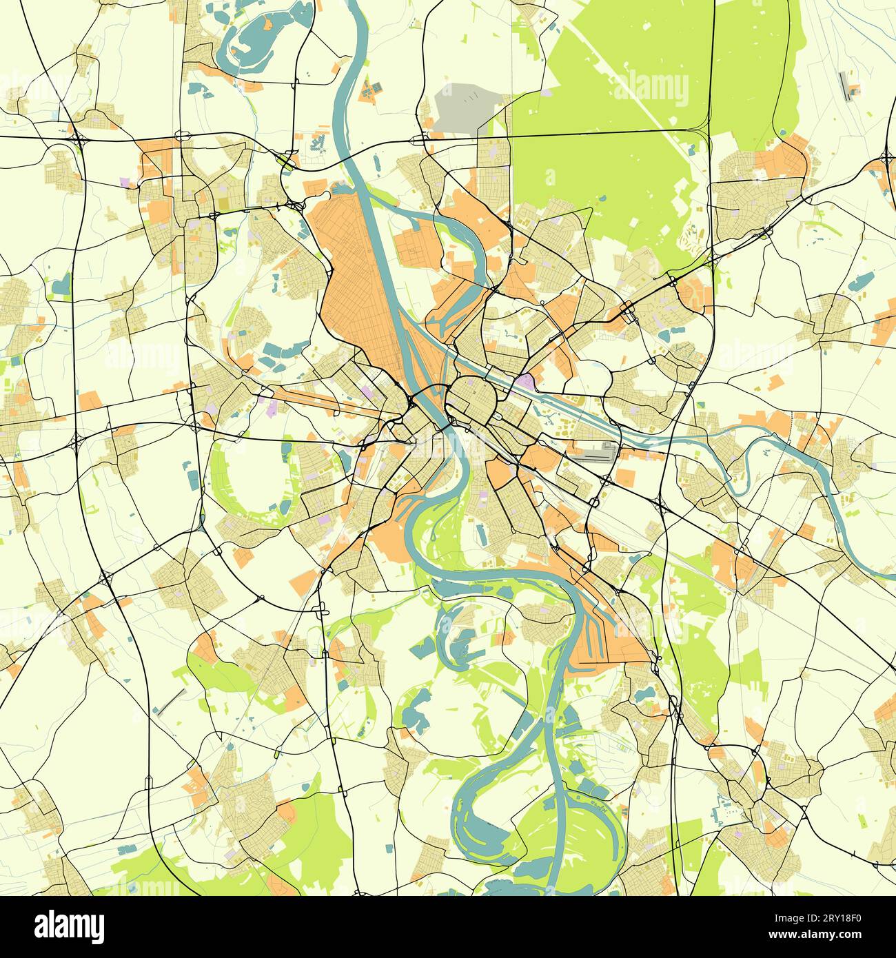 Vector city map of Mannheim, Germany Stock Vector Image & Art - Alamy