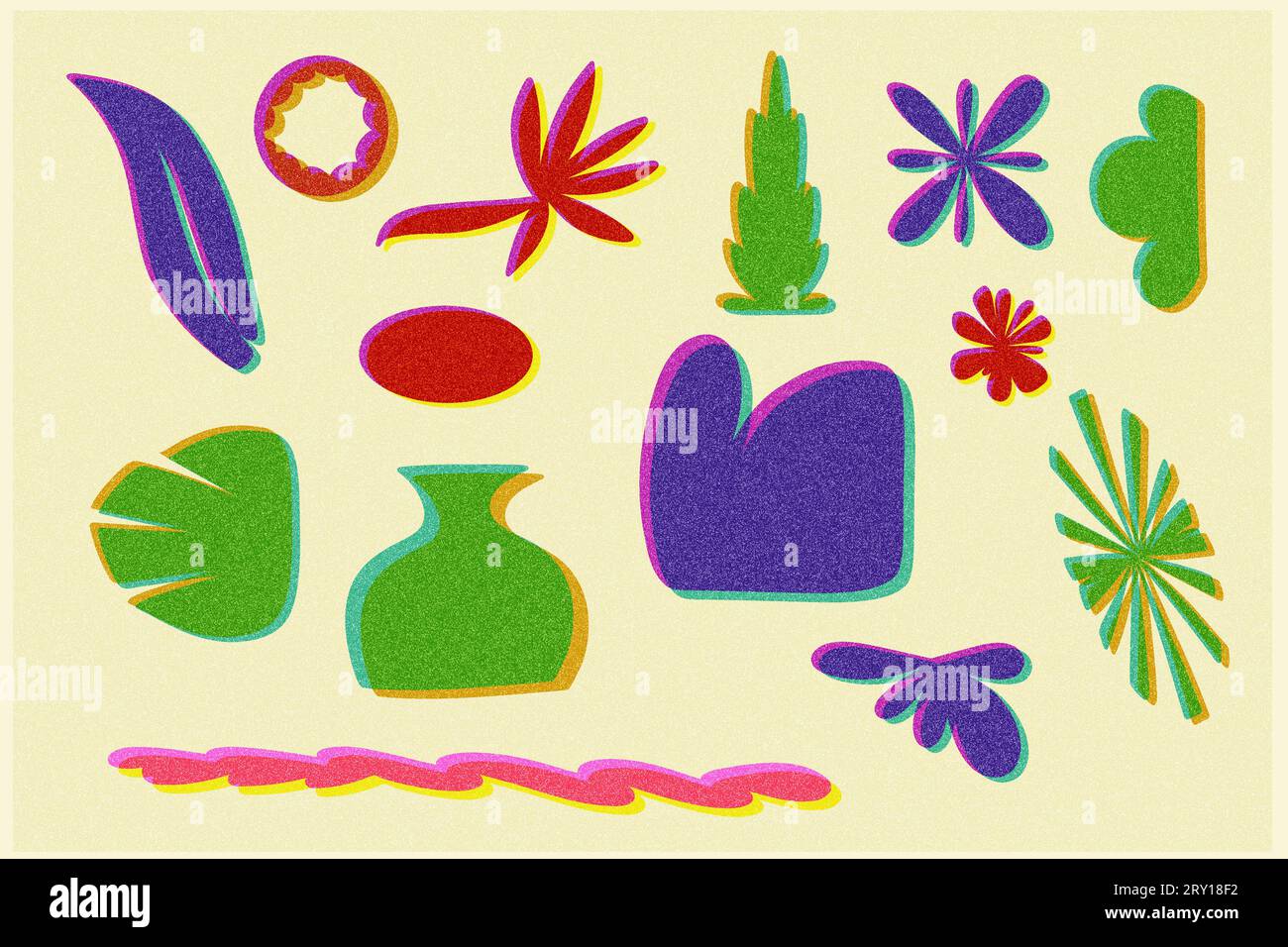 Abstract groovy shapes Y2K. Modern trendy minimalist style. Hand drawn ...