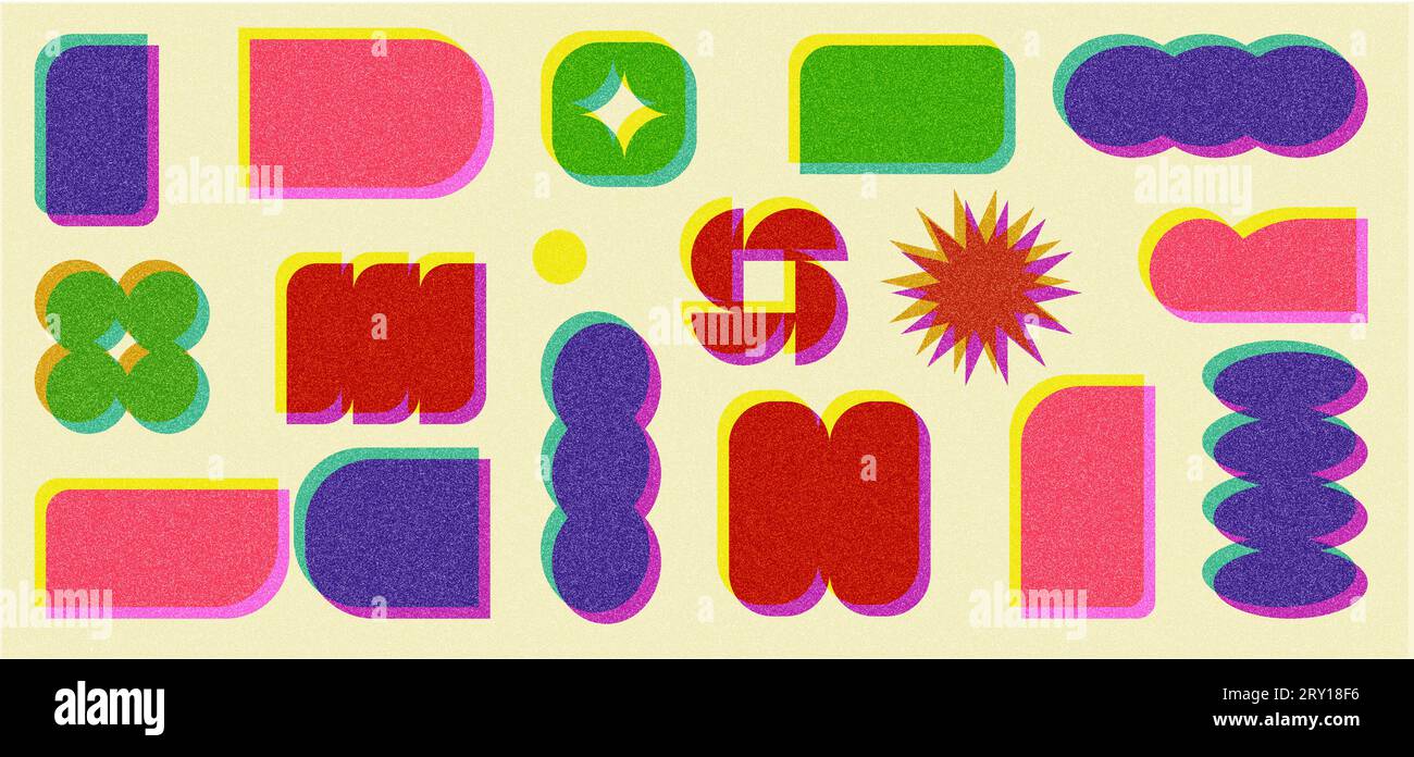 Abstract groovy shapes Y2K. Modern trendy minimalist style. Hand drawn ...