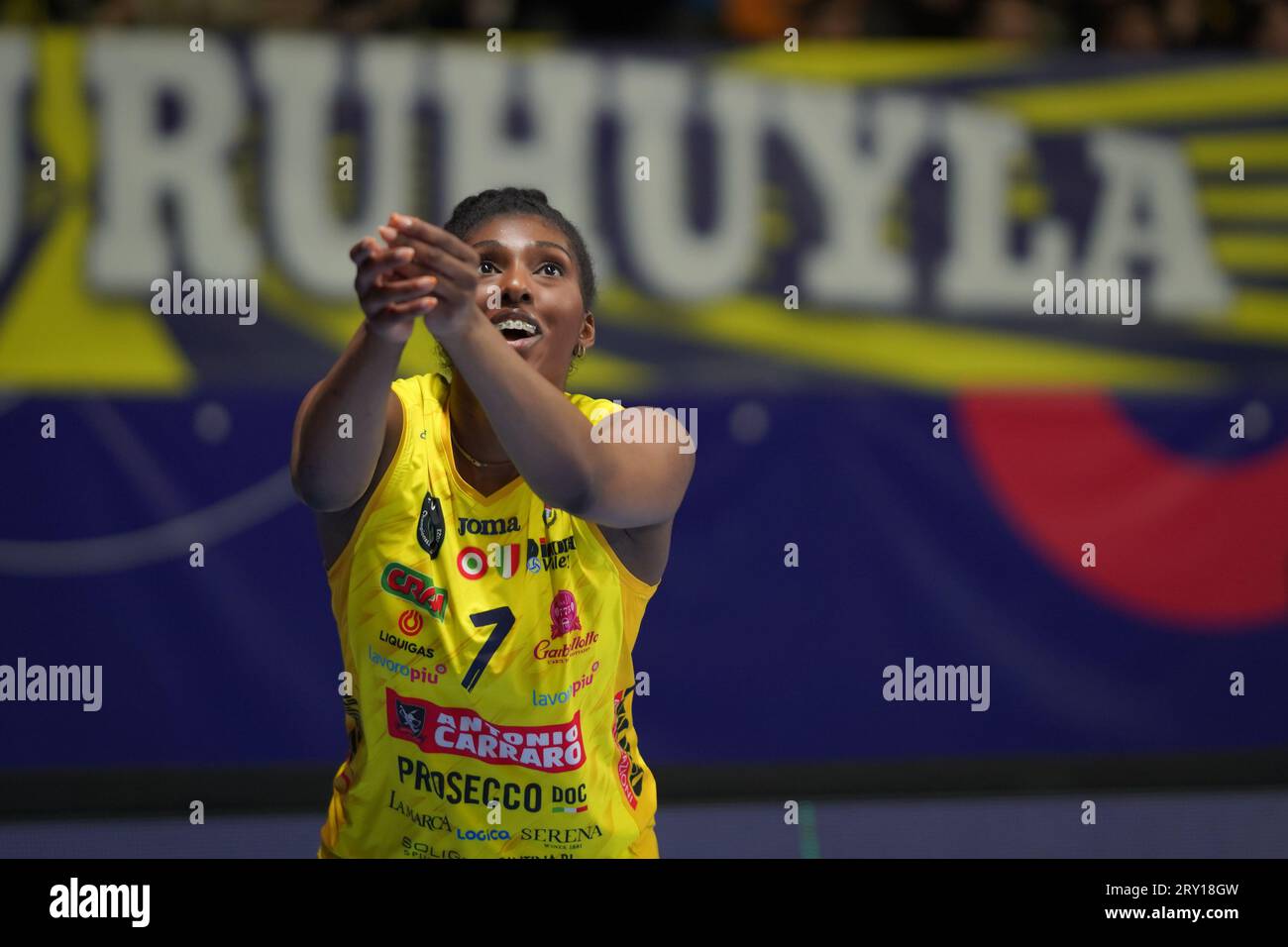 ISTANBUL, TURKIYE - MARCH 16, 2023: Stephanie Samedy warming up before ...