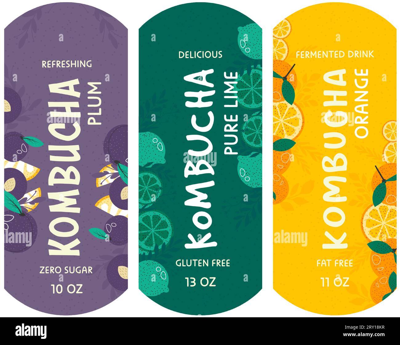 Kombucha refreshing and delicious drink package Stock Vector Image ...