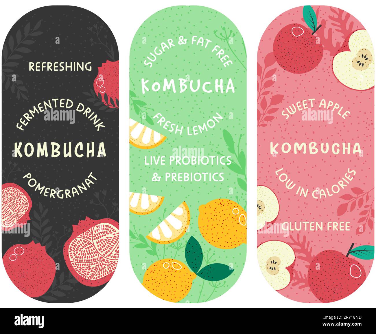 Kombucha bottle fermented tea Stock Vector Images - Alamy