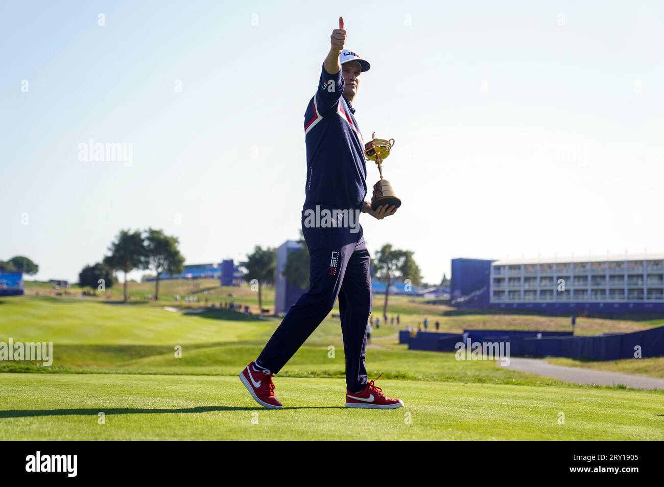 USA Captain Zach Johnson ahead of a team photo at the Marco Simone Golf ...