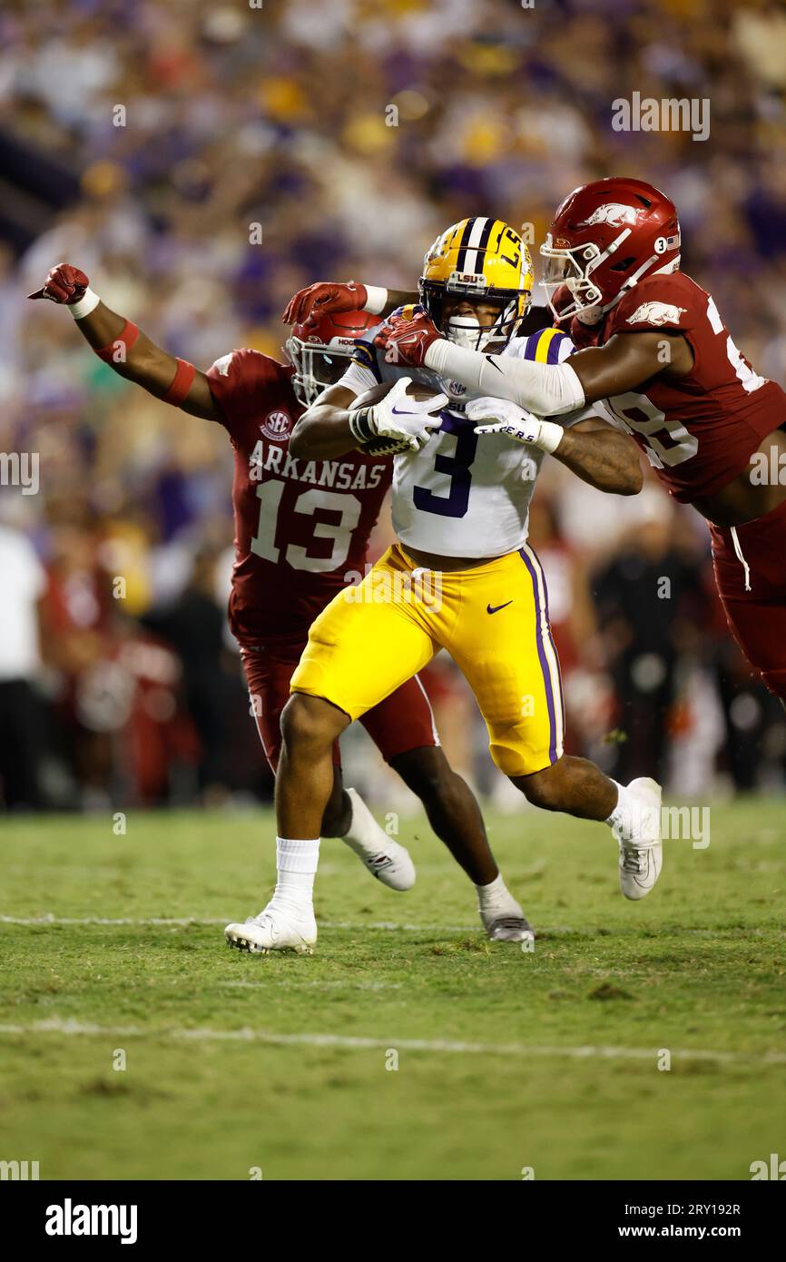 LSU running back Logan Diggs (3) carries the ball as he gets tackled ...