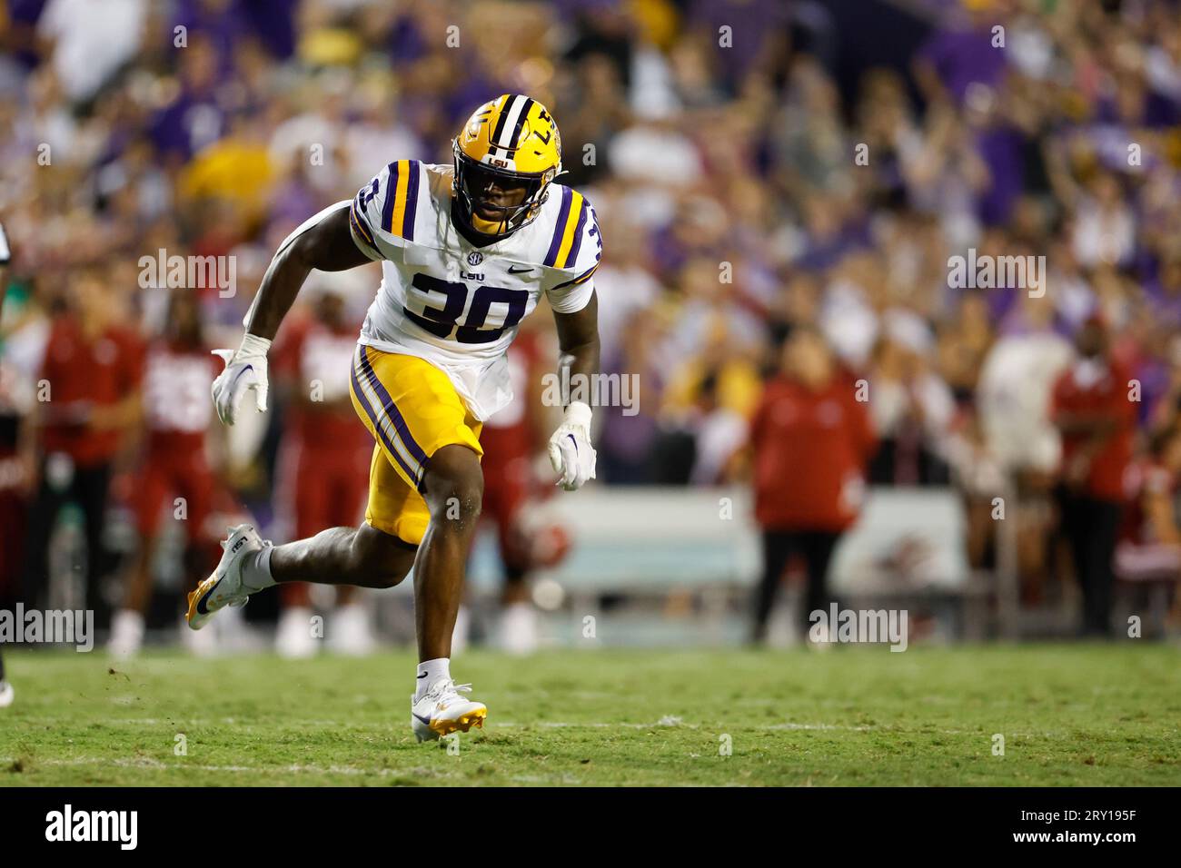 LSU linebacker Greg Penn III (30) looks to defend during an NCAA ...