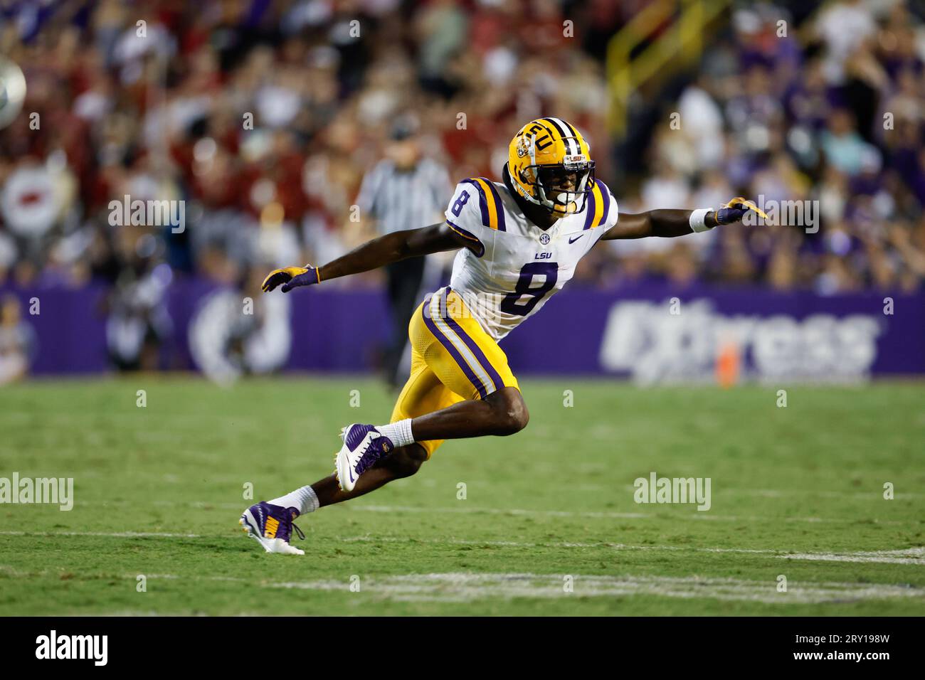 LSU defensive back Major Burns (8) looks to defend during an NCAA ...
