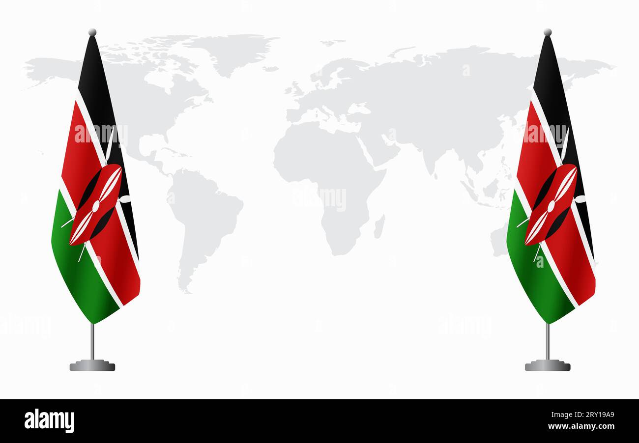 Kenya and Kenya flags for official meeting against background of world ...