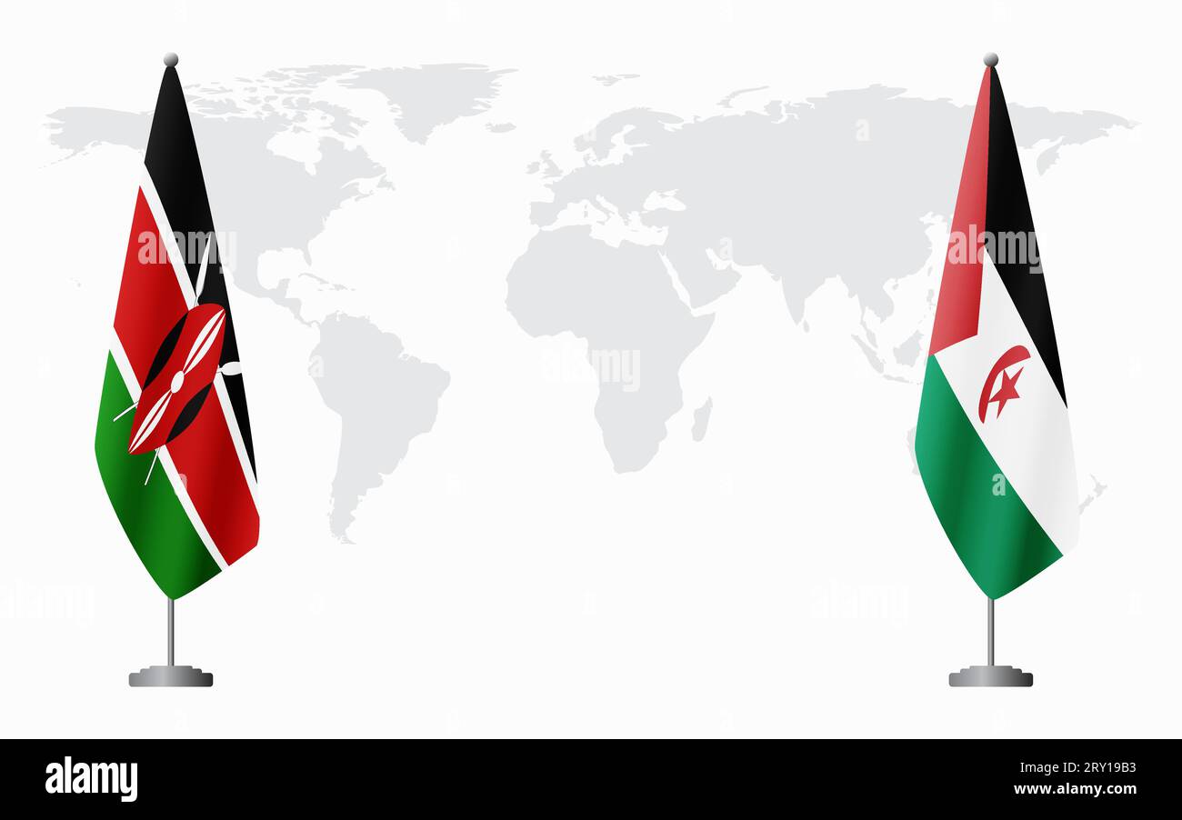 Kenya and Sahrawi Arab Democratic Republic flags for official meeting ...