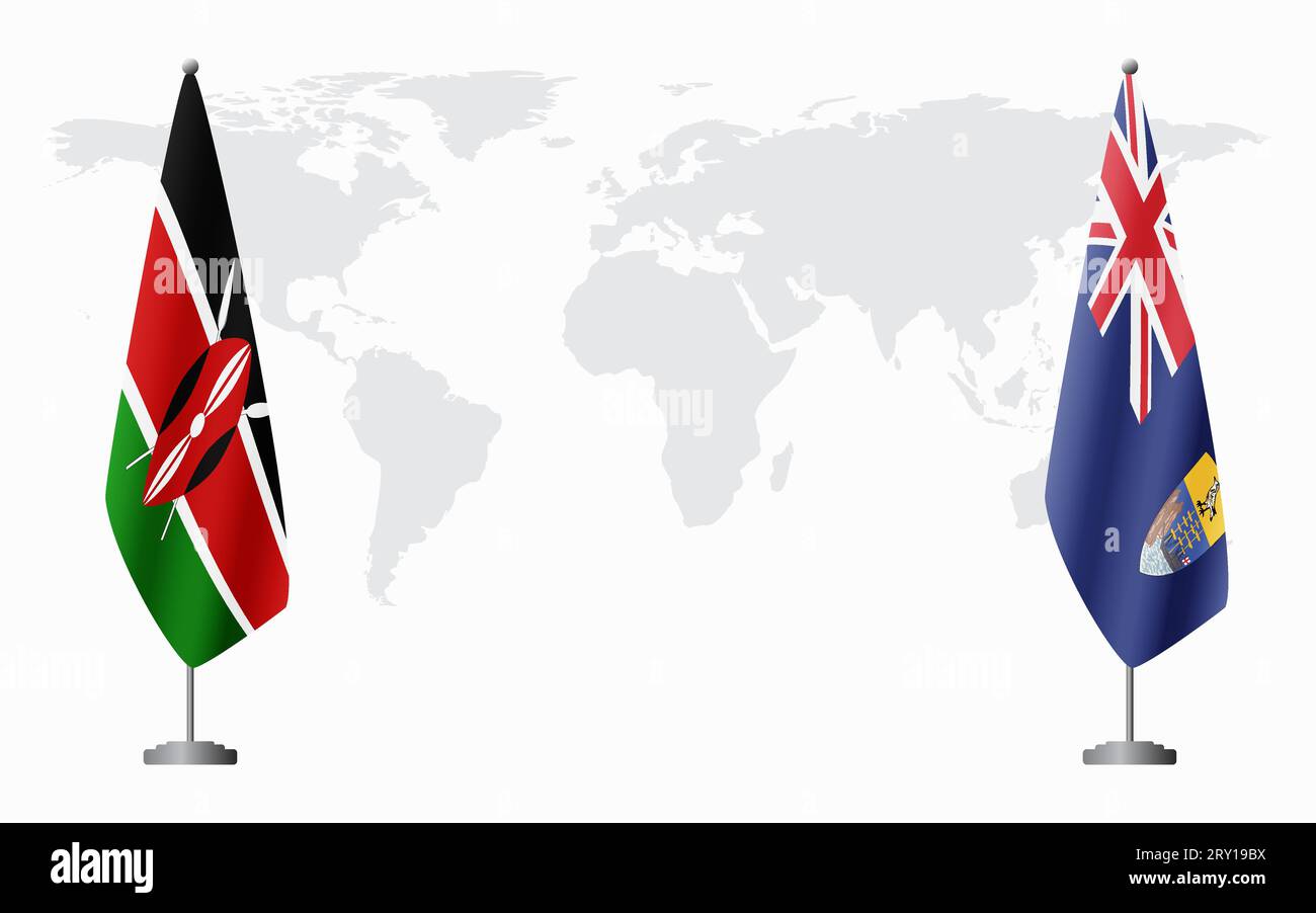 Kenya and Saint Helena flags for official meeting against background of ...