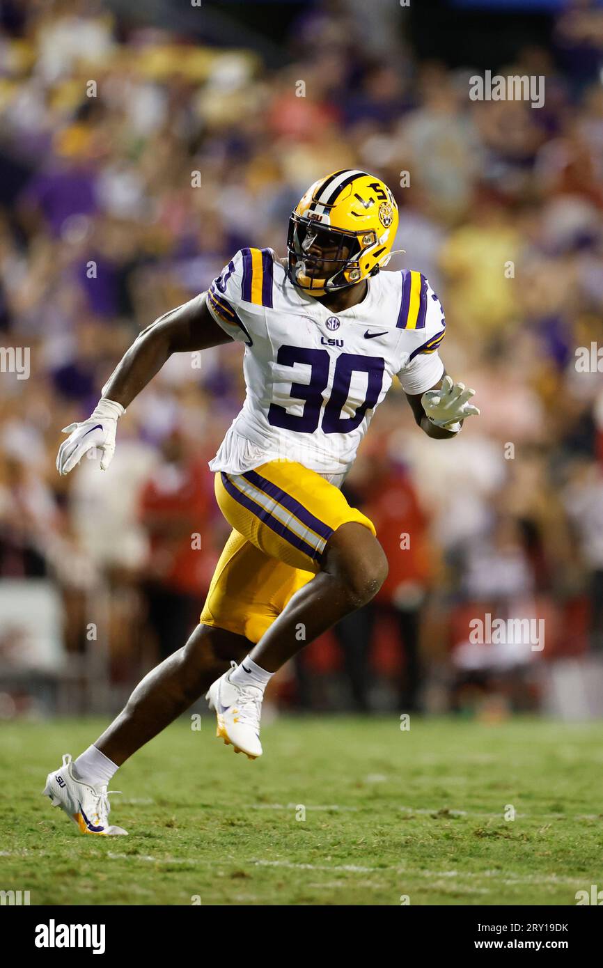 LSU linebacker Greg Penn III (30) looks to defend during an NCAA ...