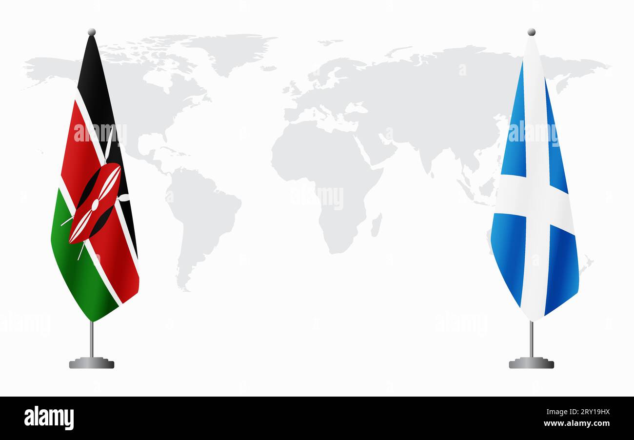 Kenya and Scotland flags for official meeting against background of ...