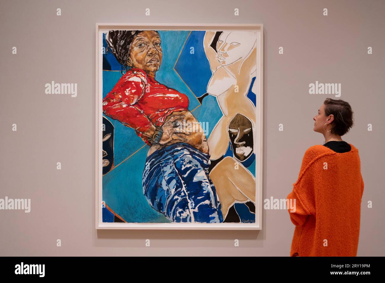 Standing figure with african masks hi-res stock photography and images ...