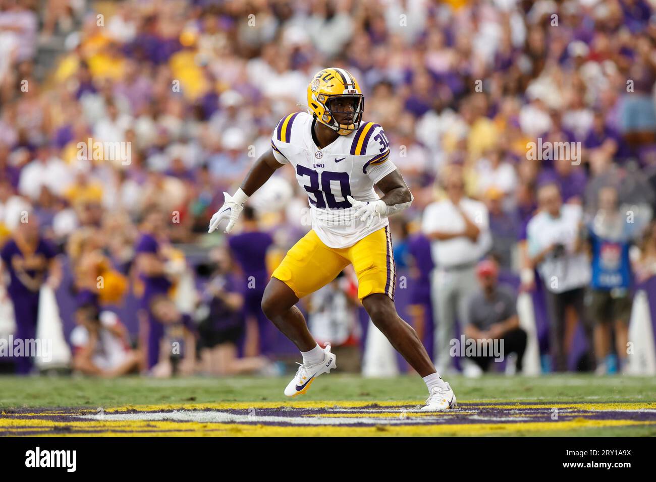 LSU linebacker Greg Penn III (30) looks to defend during an NCAA ...