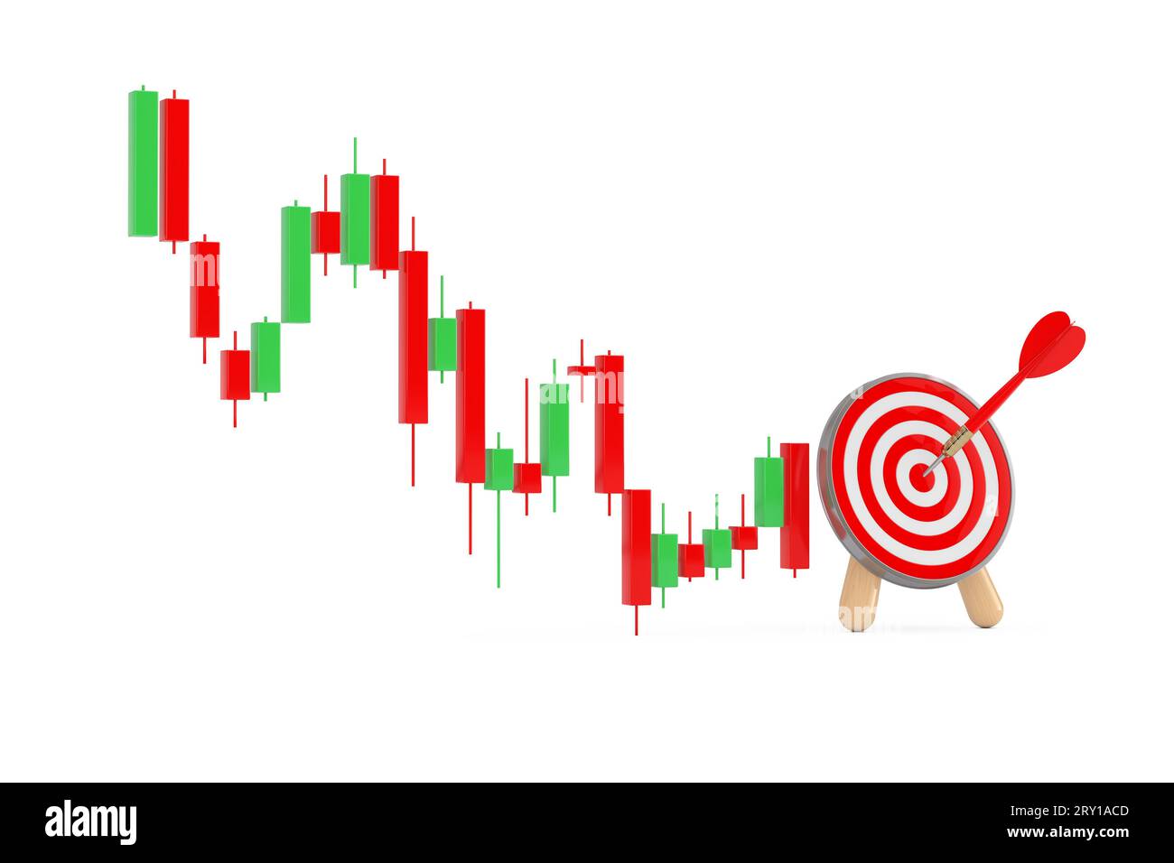 Green and Red Trading Financial Candlesticks Pattern Chart with Archery ...