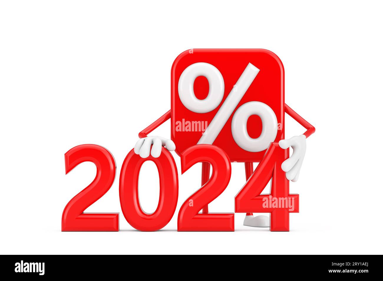 Sale or Discount Percent Sign Person Character Mascot with Red 2024 New ...