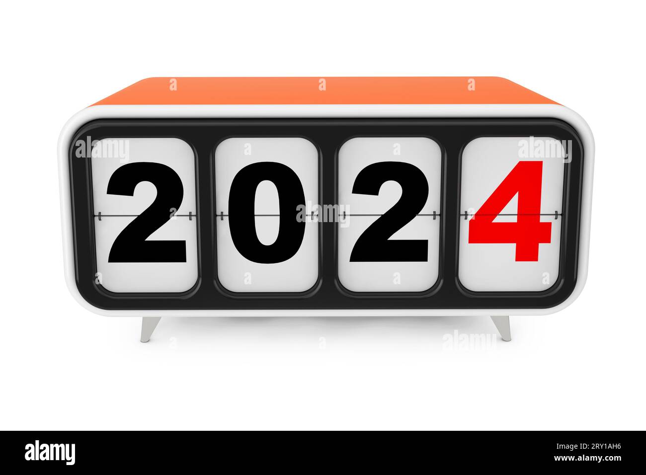 Retro Flip Clock with 2024 New year Sign on a white background. 3d Rendering Stock Photo - Alamy