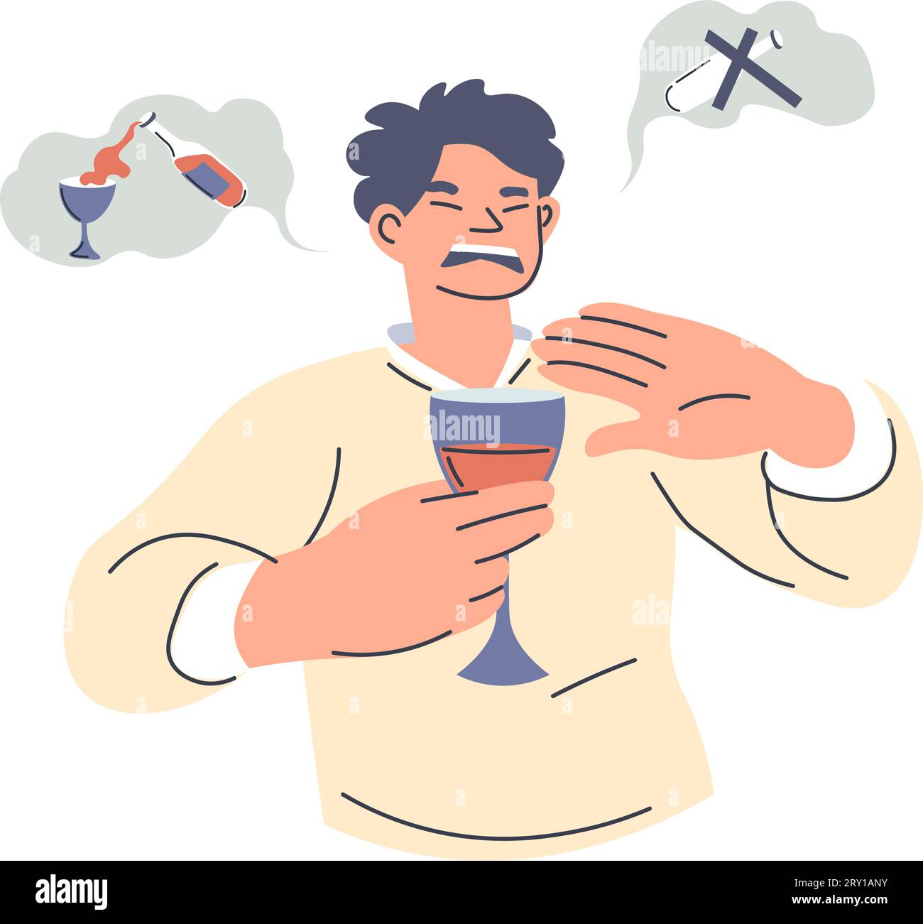 Male character refusing to drink alcohol, vector Stock Vector Image ...