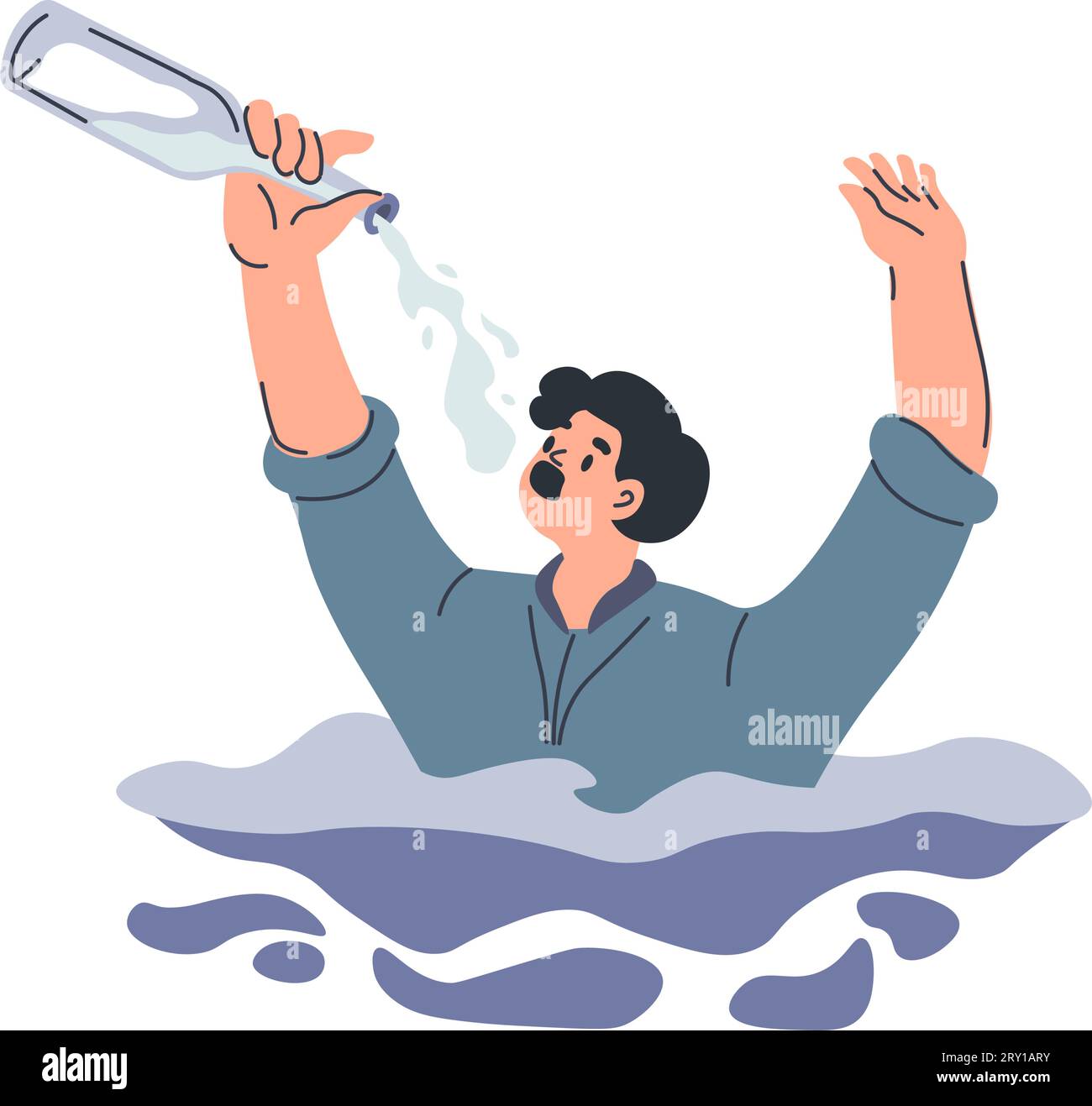 Alcohol addiction, man drinking, and drowning Stock Vector Image & Art ...