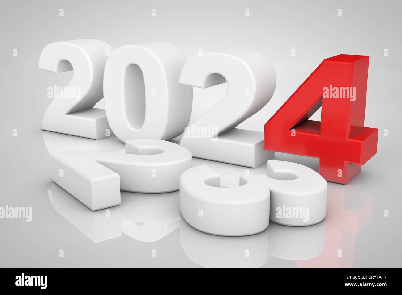 New Year 2024 3d Sign on a grey background. 3d Rendering Stock Photo ...