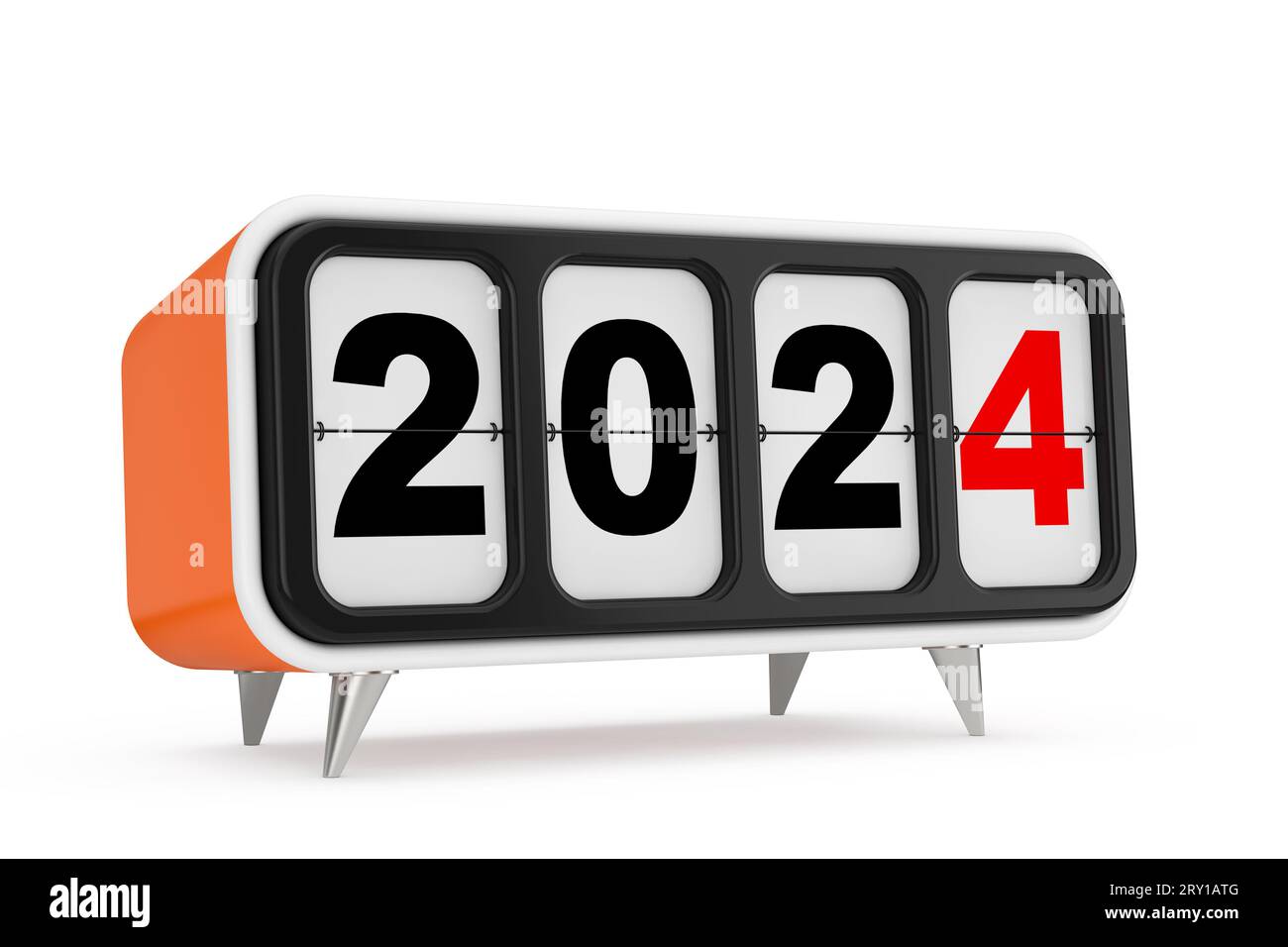 Retro Flip Clock with 2024 New year Sign on a white background. 3d Rendering Stock Photo - Alamy