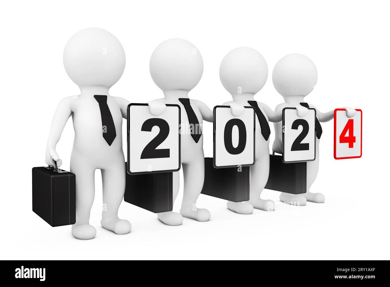 3d Businessmans with New 2024 Year Sign on a white background. 3d ...