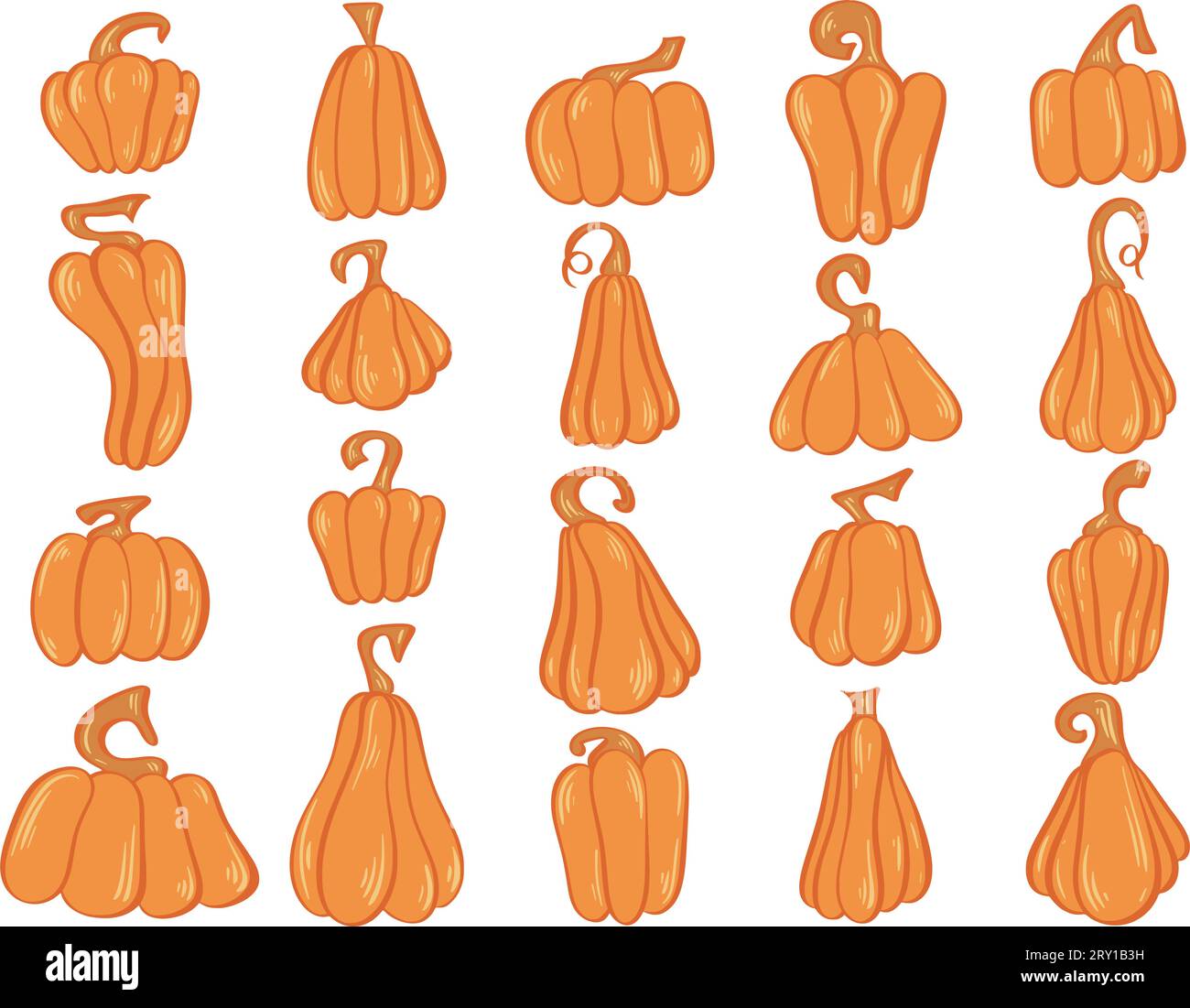 Color pumpkin of various shapes and colors set Stock Vector Image & Art ...