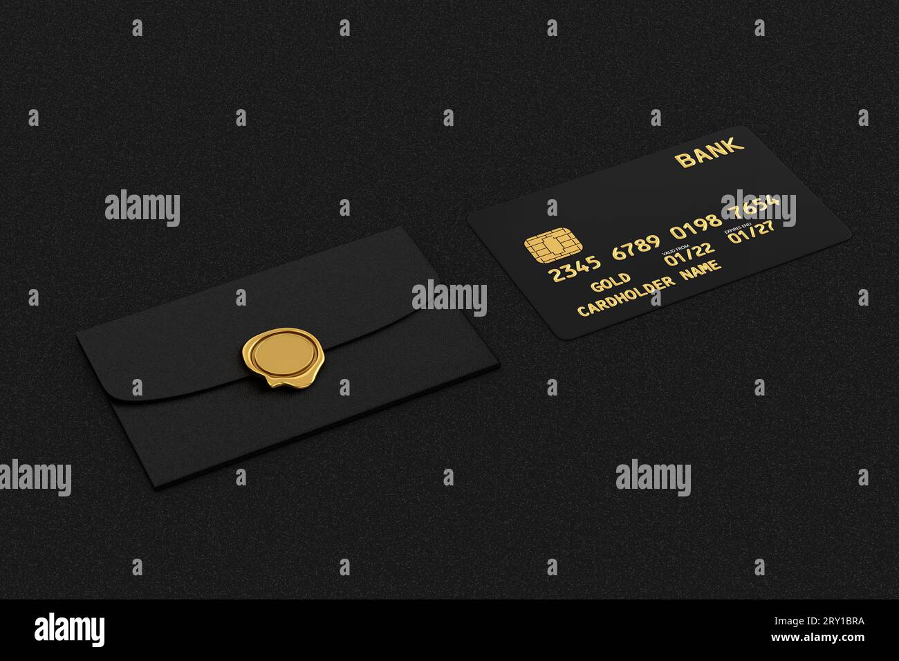 Black Plastic Golden Credit Card with Chip and Credit Card Package ...