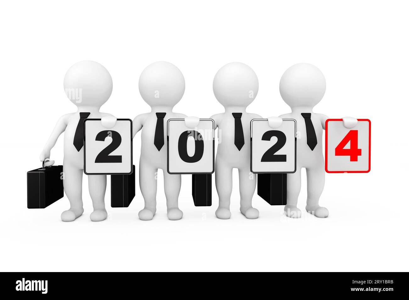 3d Businessmans with New 2024 Year Sign on a white background. 3d ...
