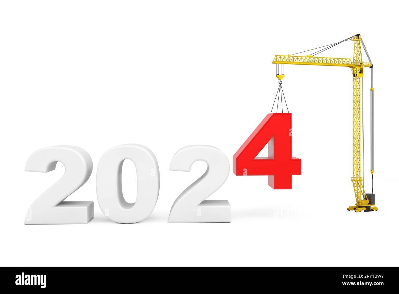 Build the Future Concept. Tower Crane with 2024 Year Sign on a white ...